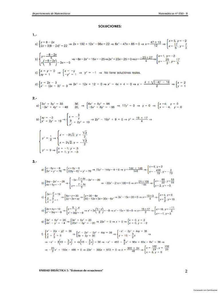 Sistemas de Ecuaciones No Lineales - Ejercicios Resueltos 2 | PDF