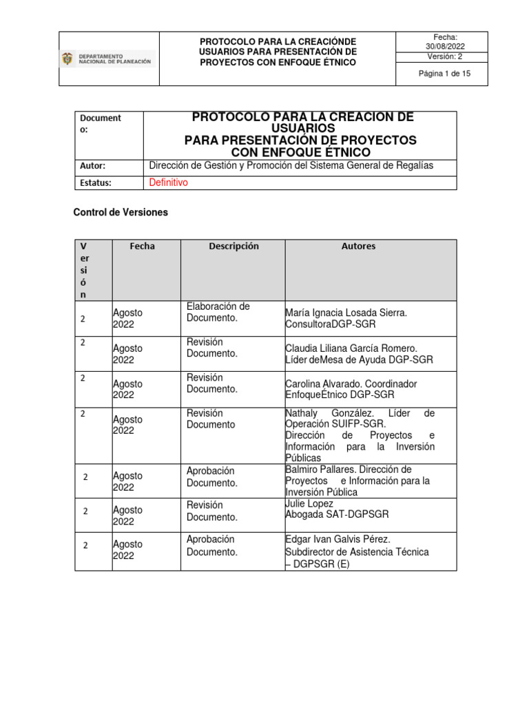 proyecto del SGR | PDF | Documento de identidad | Red mundial
