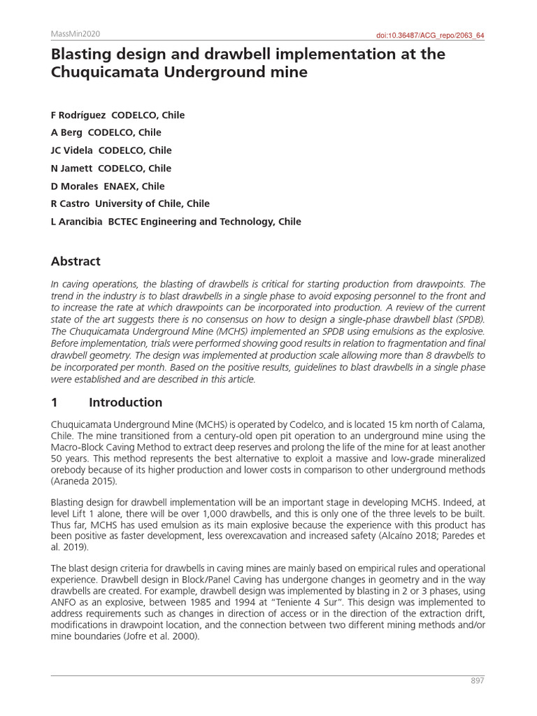 Blasting_design_and_drawbell_implementat | PDF | Mining | Borehole