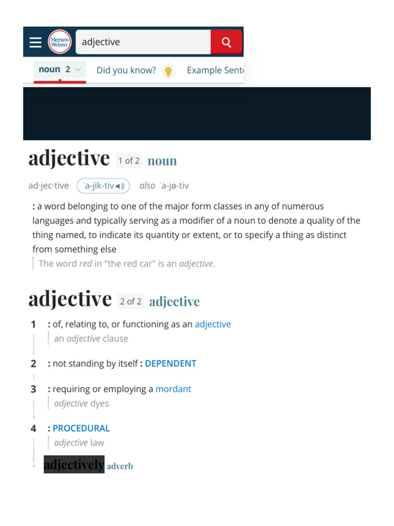Adjective Definition & Meaning - Merriam-Webster | PDF | Adjective | Noun