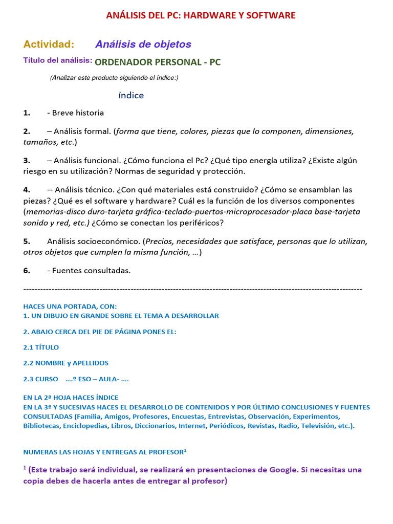 1-_Análisis_PC_Hardware-Software | PDF | Software | Hardware de la computadora