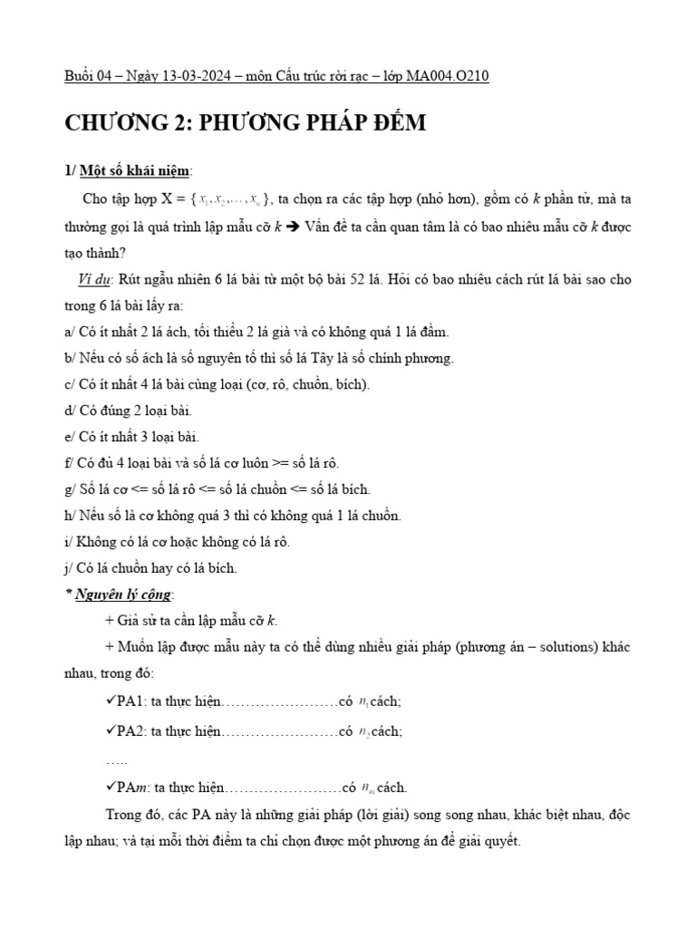 Buoi 04 - Ngay 13-03-2024 - Mon Cau Truc Roi Rac - Lop MA004.O210 | PDF