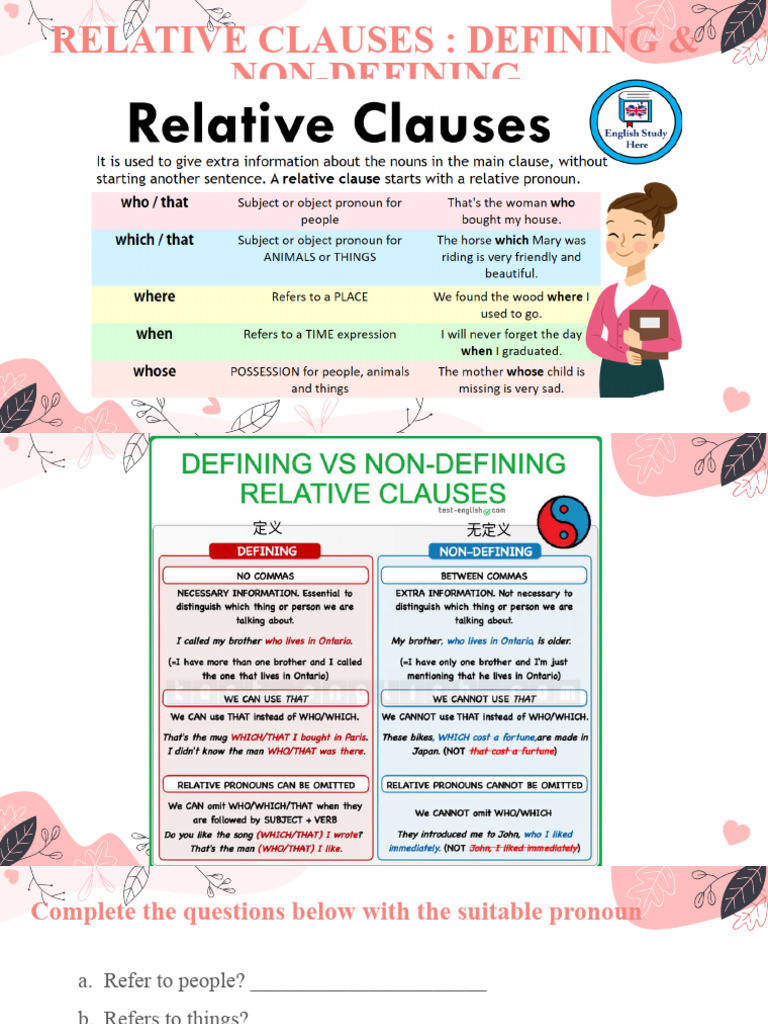 F4 C2 - Relative Clauses Slide | PDF