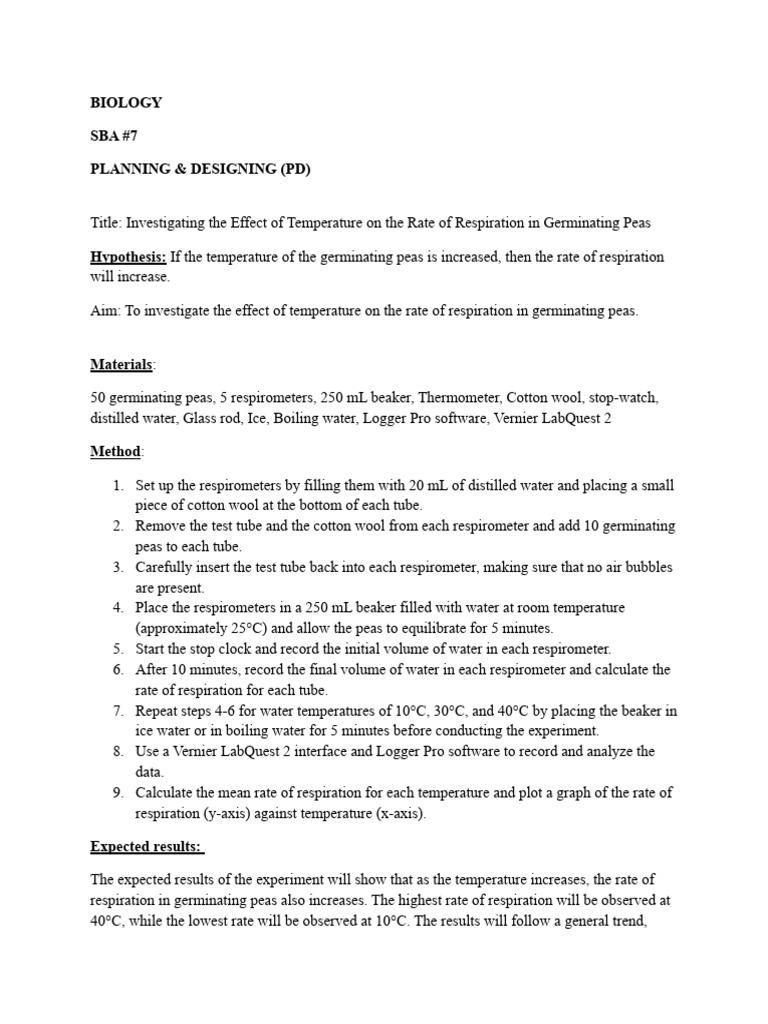 Biology Planning and Designing Lab Sample | PDF | Temperature | Water Biology Planning and Designing Lab Sample | PDF | Temperature | Water