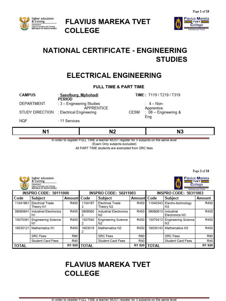 Engineering Studies Registration Documents 2019 | PDF | Engineering ...
