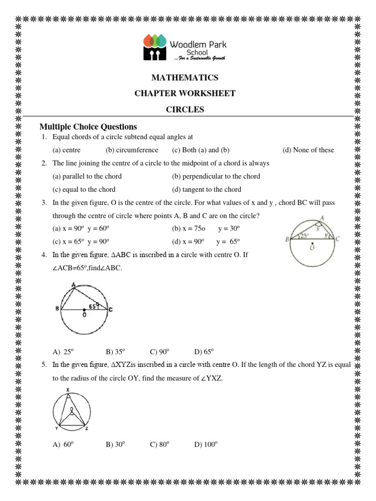 WS - Circles | PDF | Circle | Angle