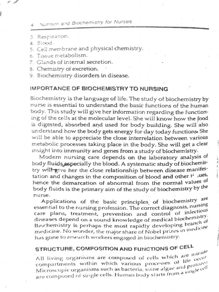 Importance of Biochemistry in Nursing | PDF