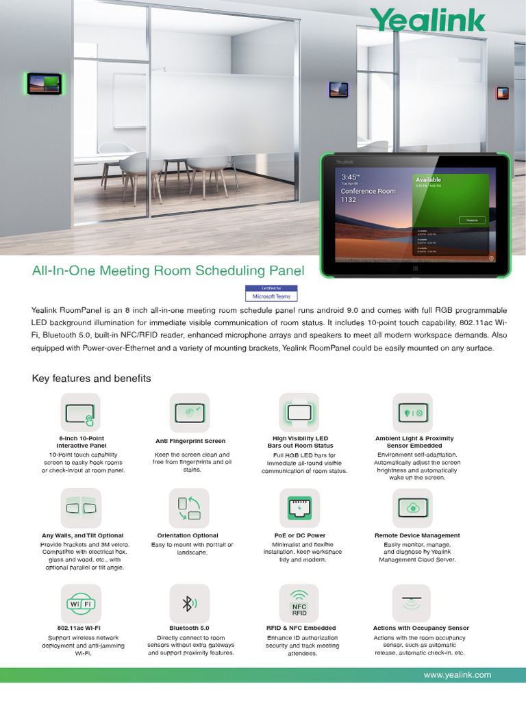 Yealink RoomPanel for Microsoft Teams | PDF | Wi Fi | Bluetooth