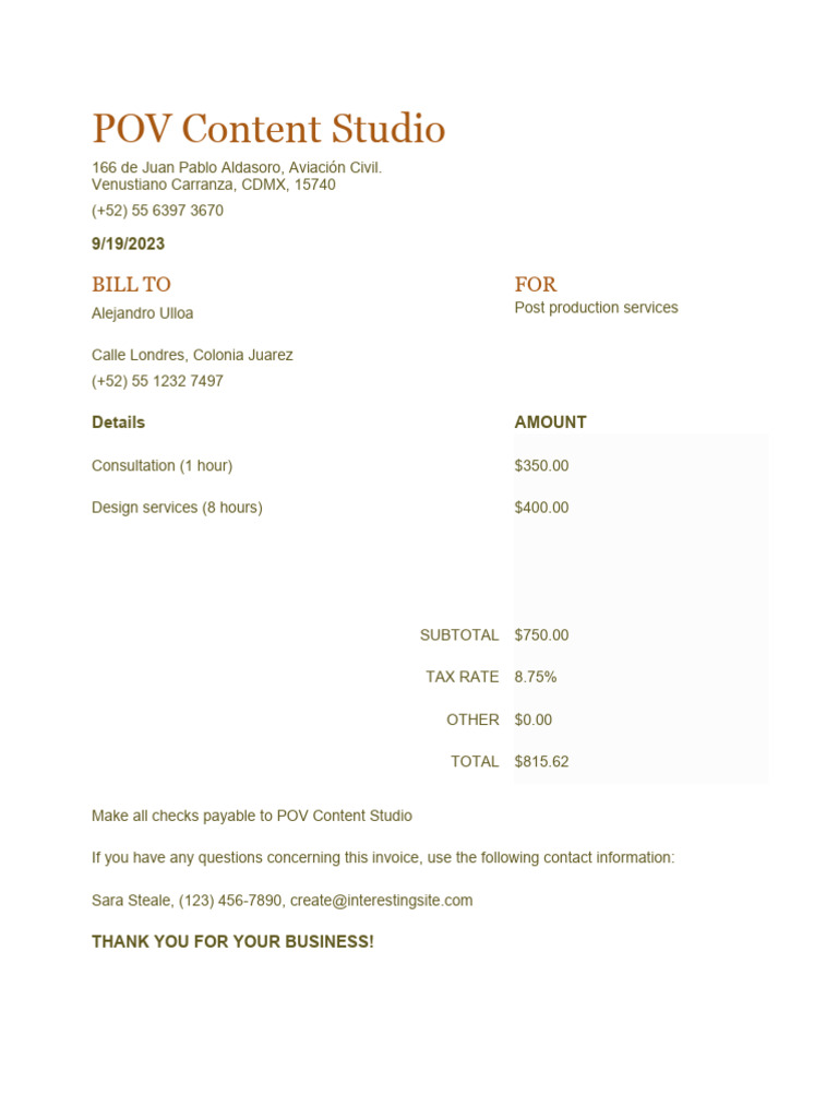 Invoice worksheet | PDF