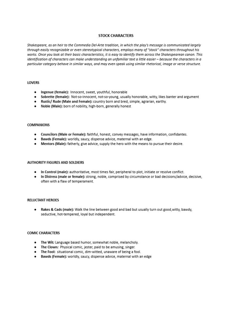 Archetypes Stock-Characters | PDF | Jester