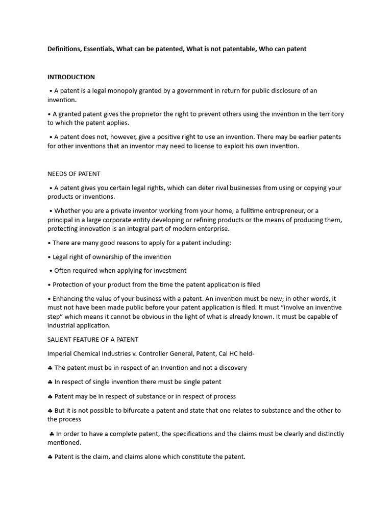 Ipr Patent Act Consolidated | PDF | Patent | Prior Art