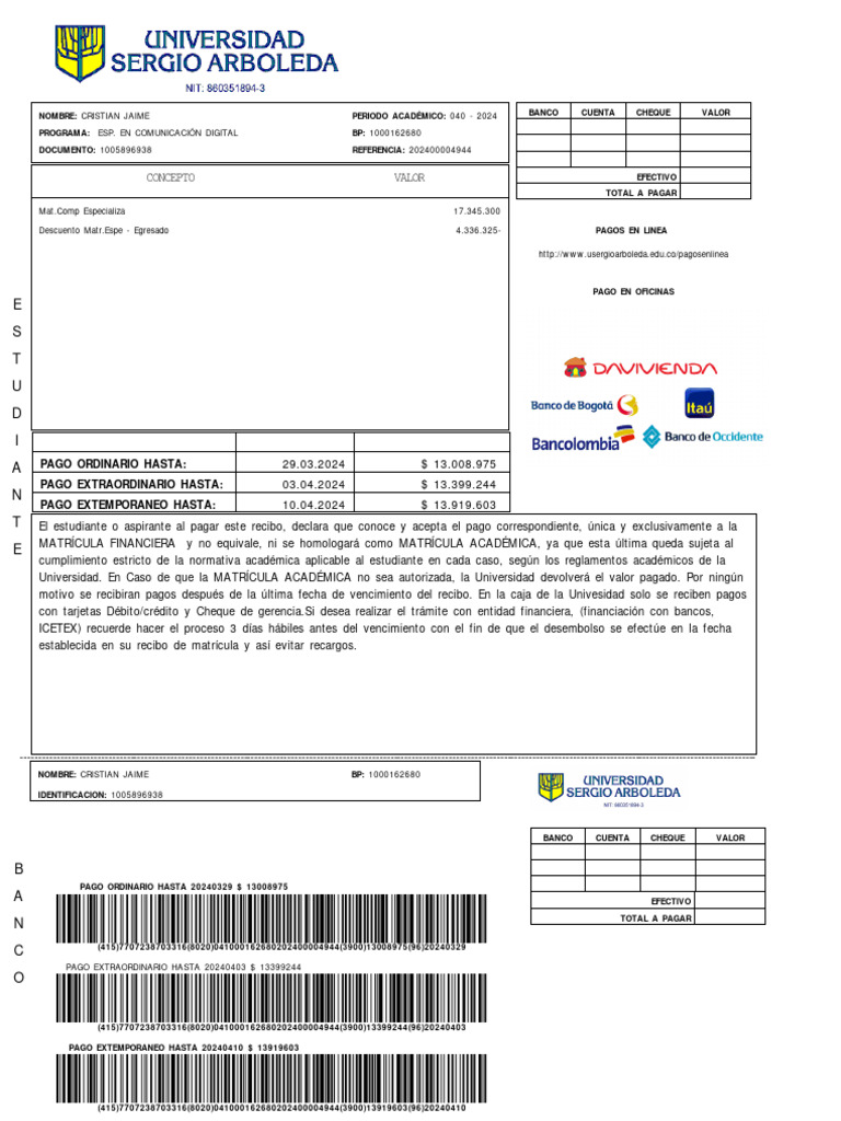 Cristian Jaime | PDF | Cheque | Bancos