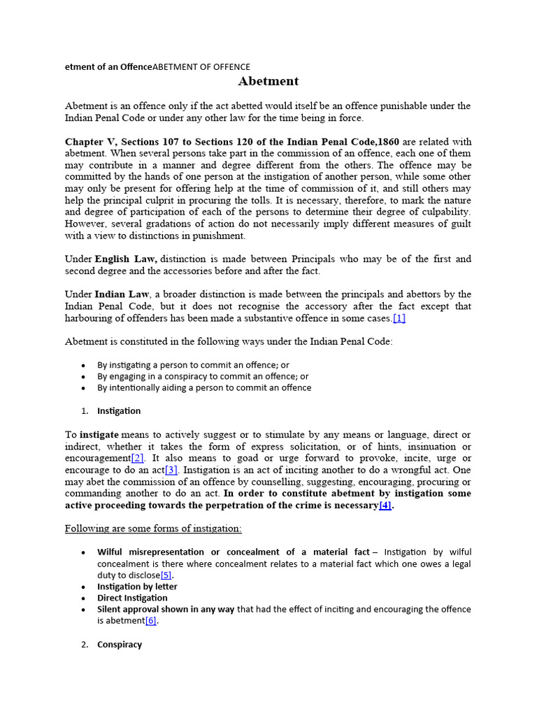 Abetment | PDF | Aiding And Abetting | Deviance (Sociology)