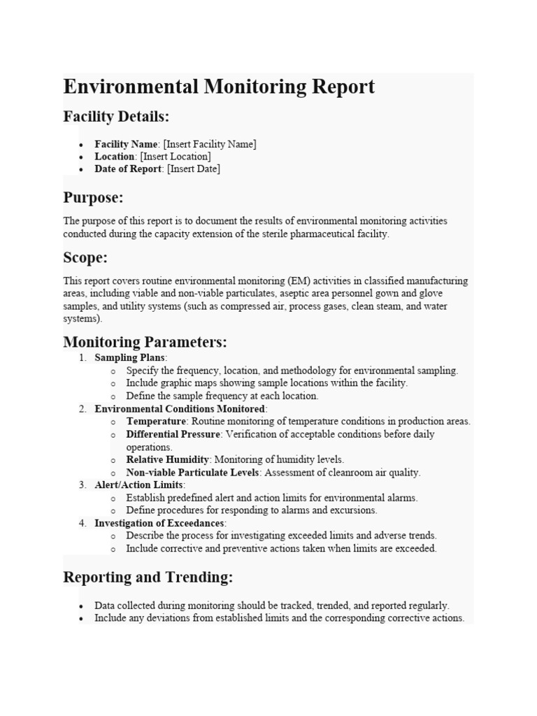Environmental Monitoring Report | Download Free PDF | Risk | Medical Device