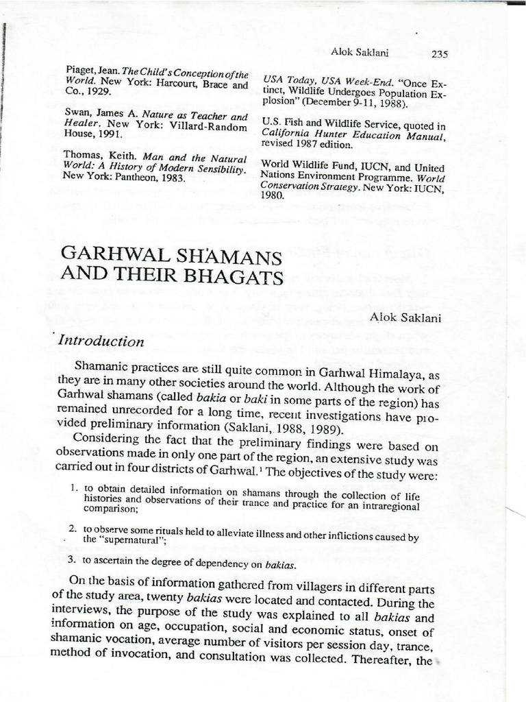 Shamanism in Garhwal Proceddings at California | PDF