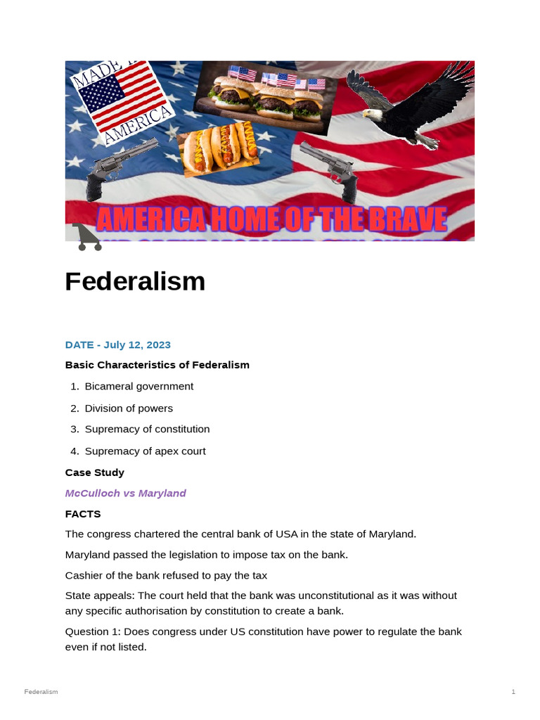 Fed Notes Final | PDF | Necessary And Proper Clause | Provinces And ...