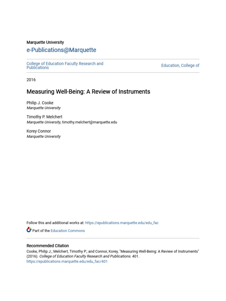 Measuring Well-Being - A Review of Instruments | PDF | Well Being | Validity (Statistics)