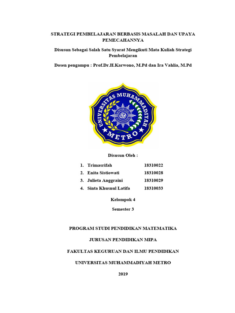 Strategi Pembelajaran Berbasis Masalah Dan Upaya Pemecahannya | PDF Strategi Pembelajaran Berbasis Masalah Dan Upaya Pemecahannya | PDF