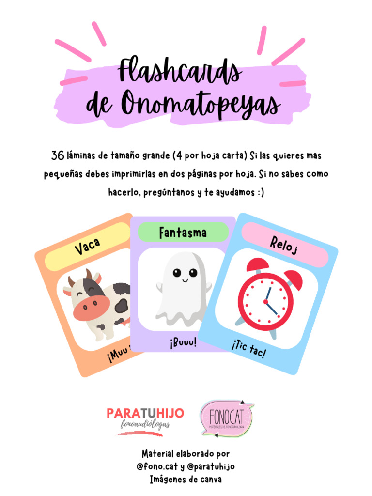 Flashcards de Onomatopeyas | PDF