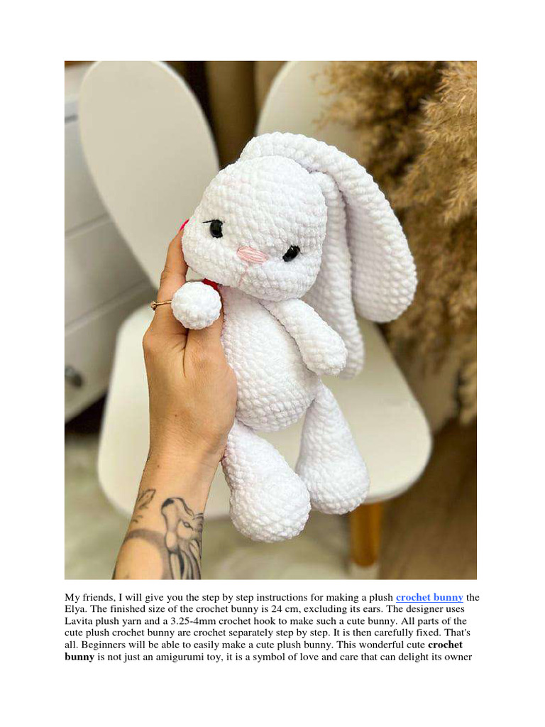 Elya The Crochet Bunny Amigurumi Free Pattern | PDF | Crochet | Stuffed ...