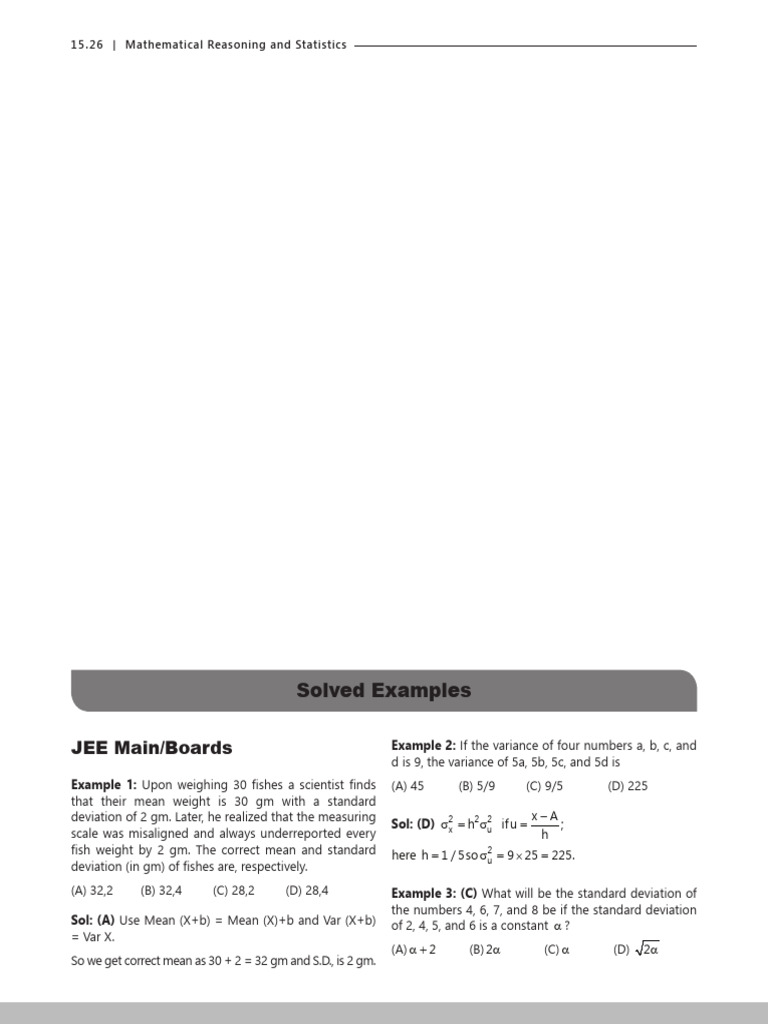 14. Mathematical Reasoning and Statistics Exercise | PDF | Standard Deviation | Variance