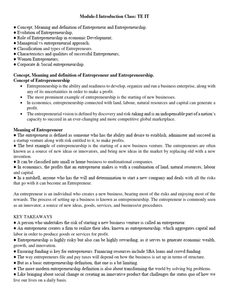 Module 1 EE | PDF | Entrepreneurship | Social Entrepreneurship