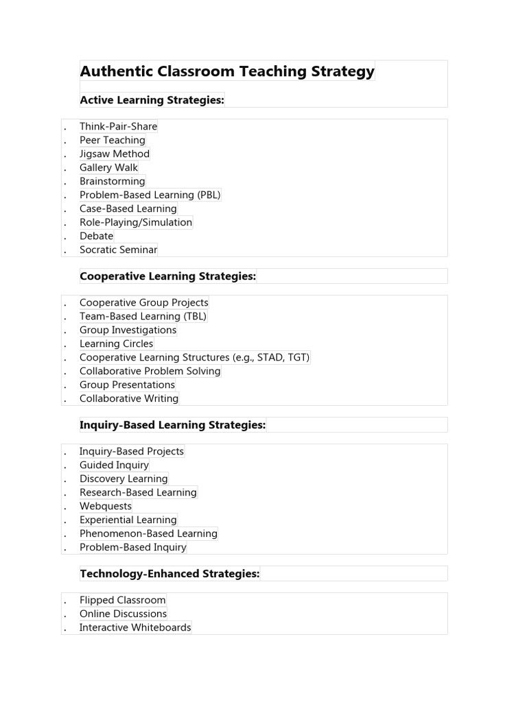 Authentic Classroom Teaching Strategy | PDF | Inquiry Based Learning ...