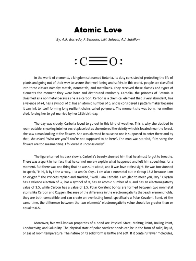 Chemistry - Atomic Love Story | PDF | Chemical Bond | Chemical Polarity