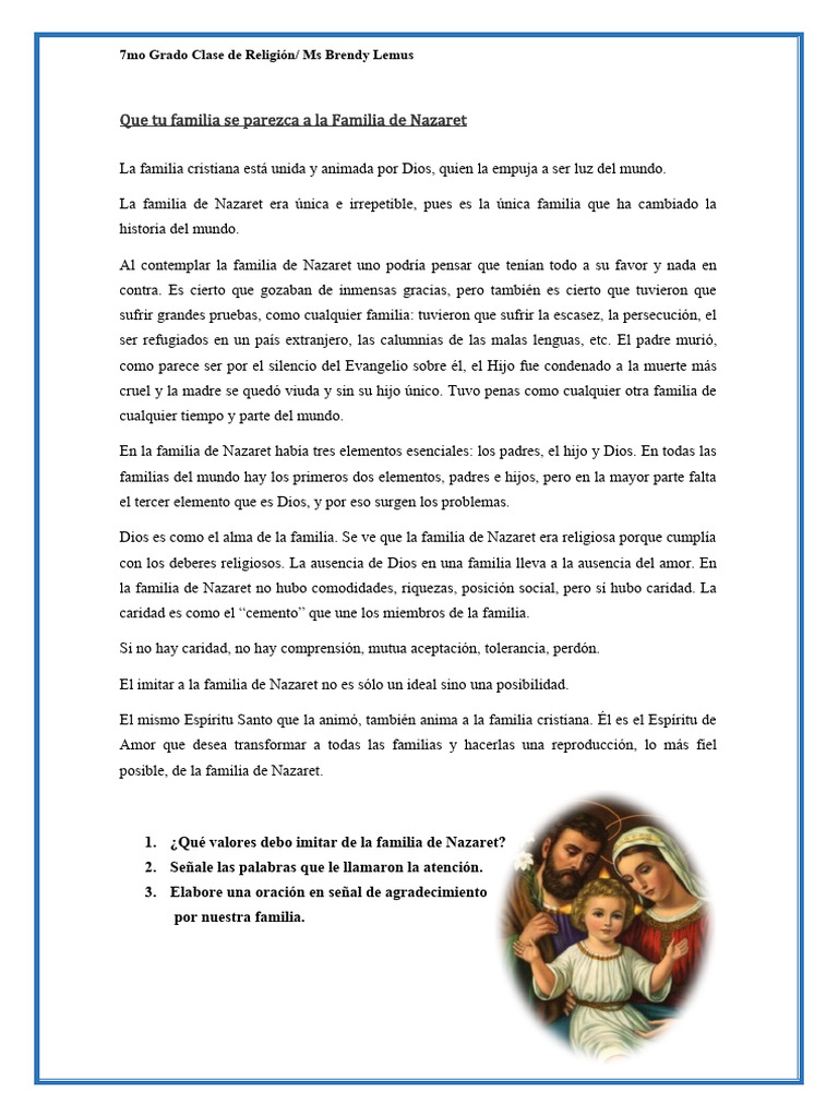 7mo Grado Clase de Religión. Ms Brendy Lemus | PDF