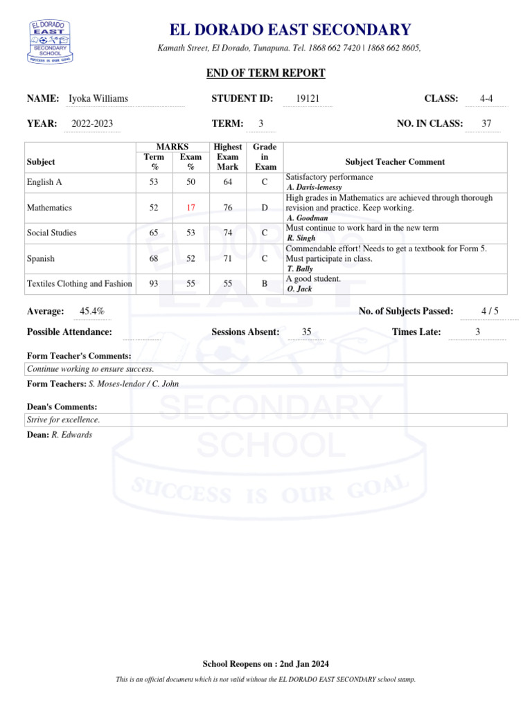 Report Card | PDF