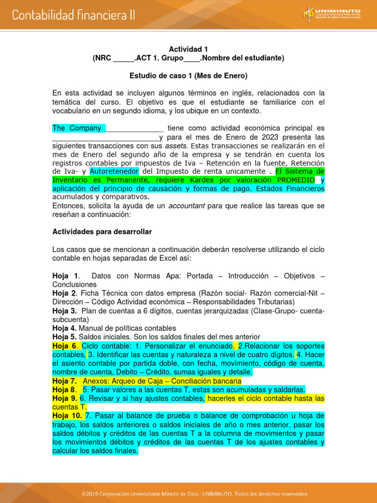 Act 1. Uni1 - Act1 - Est - Cas 2024-1 | PDF | Contabilidad | normas internacionales de ...