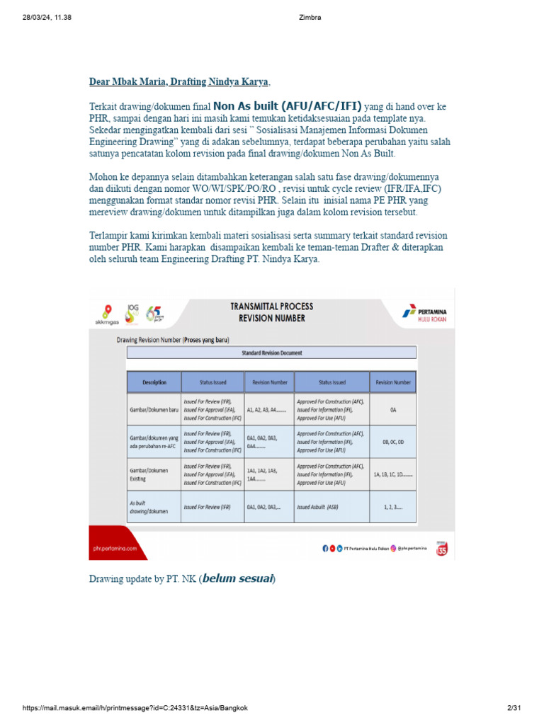 Panduan Revisi Dokumen Engineering PHR | PDF