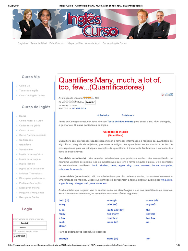 Quantifiers - Many Much A Lot of Too Few | PDF | Famílias linguísticas ...