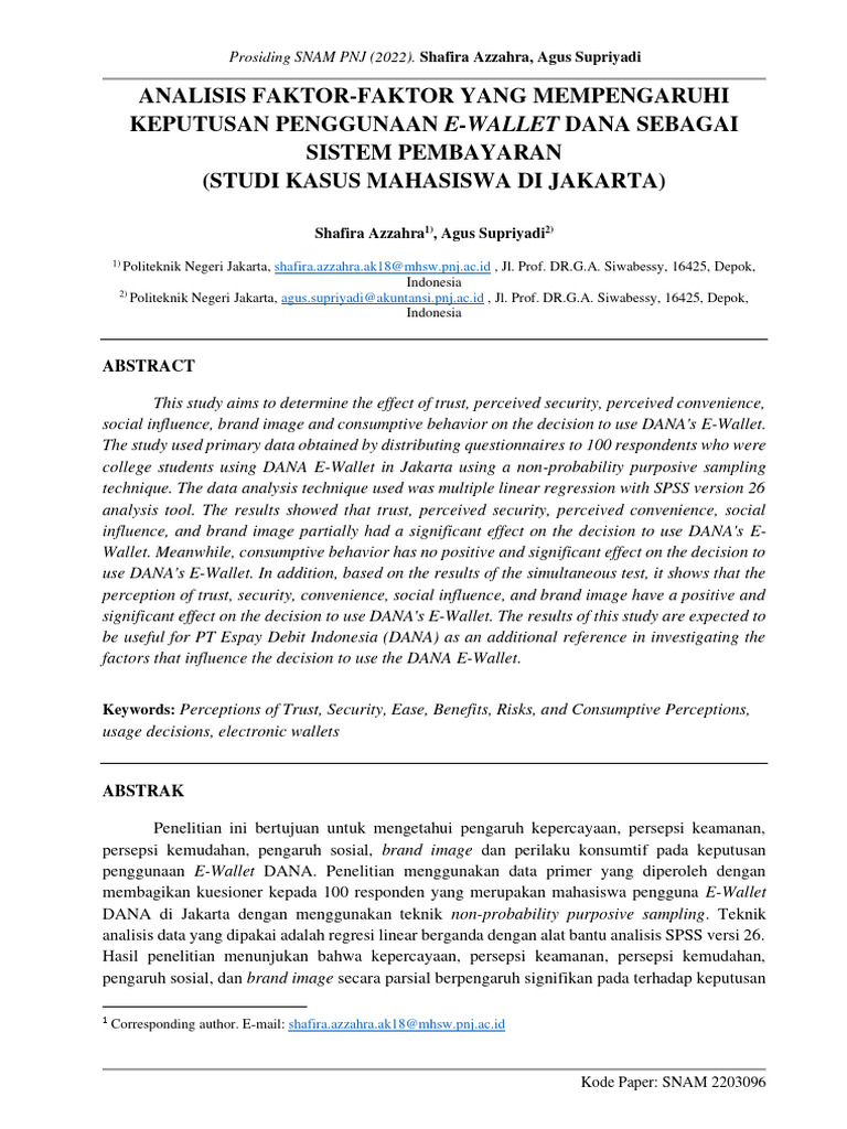 Analisis Faktor-Faktor Yang Mempengaruhi Keputusan Penggunaan E-Wallet Dana Sebagai Sistem ...
