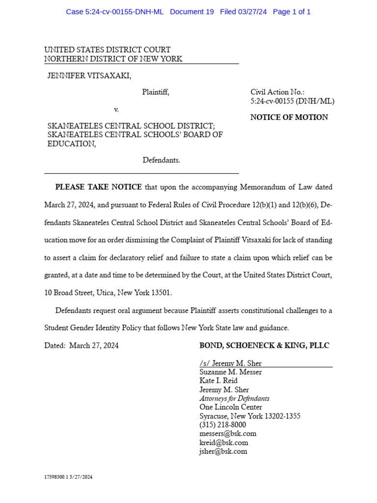 Vitsaxaki MTD | PDF | Complaint | Federal Rules Of Civil Procedure