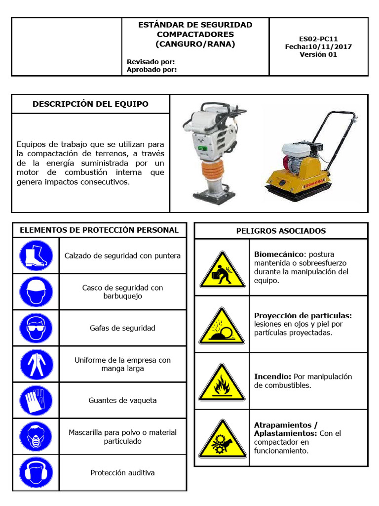 Es02-Pc11 Estándar de Seguridad Compactador (Canguro-Rana) | PDF