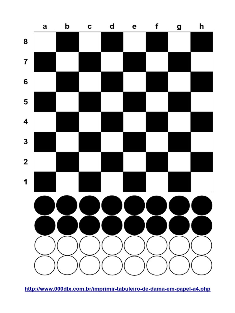Imprimir Tabuleiro de Dama em Papel A4 | PDF
