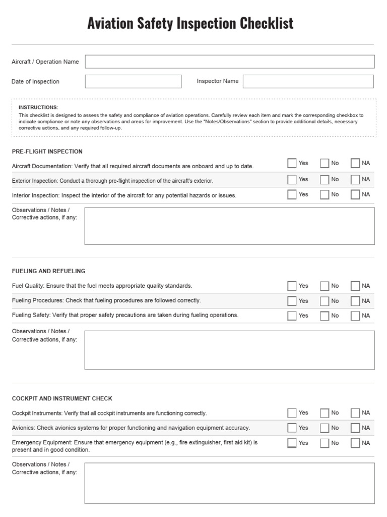 Aviation Safety Inspection Checklist | PDF | Aviation Safety | Transport