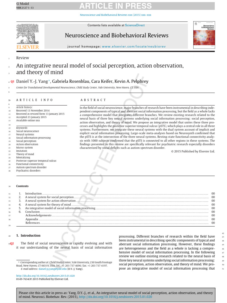 Yang, 2015 Un Modelo Neuronal Integrador de Percepcion Social, Observacion de Accines y Teoria ...