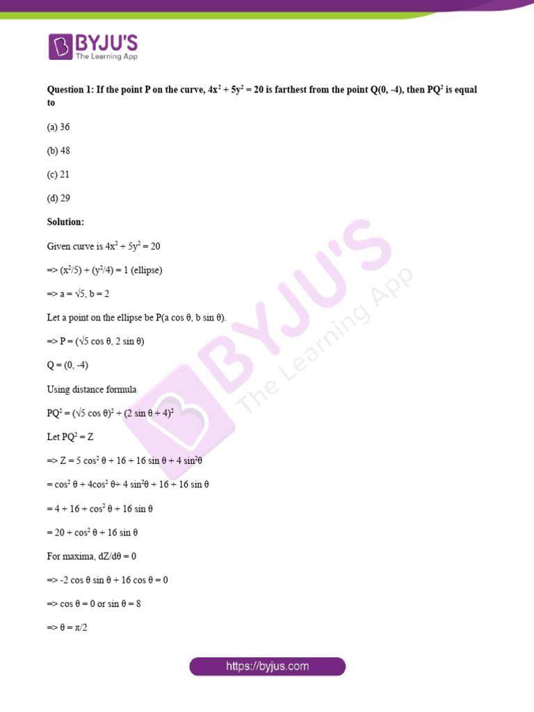 JEE Advanced Maths Ellipse Previous Years Questions With Solutions ...