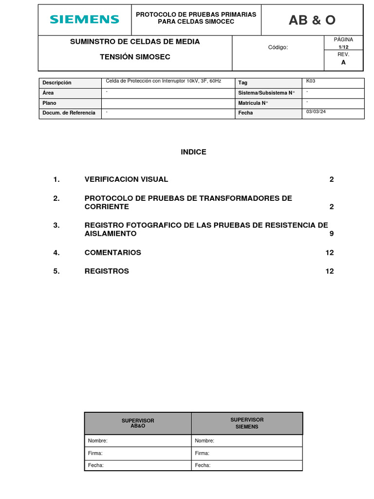 Protocolo de Pruebas Primarias - TC | PDF | Ingeniería Electrónica | Poder (Física)