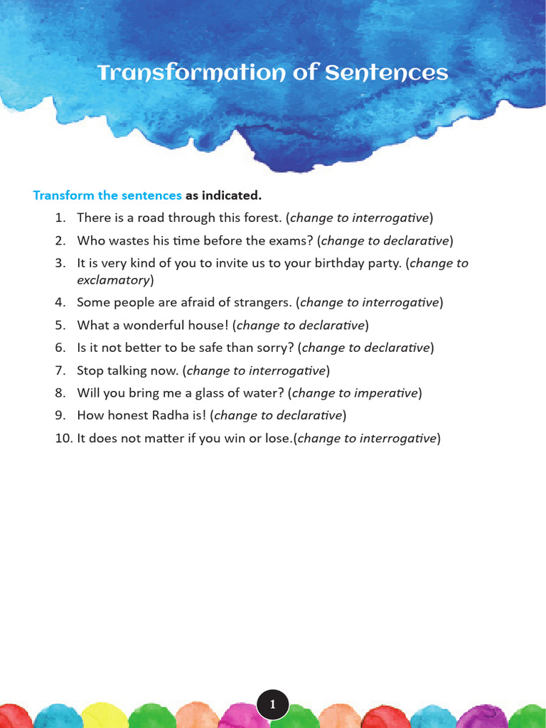 Transformation of Sentences_2 | PDF