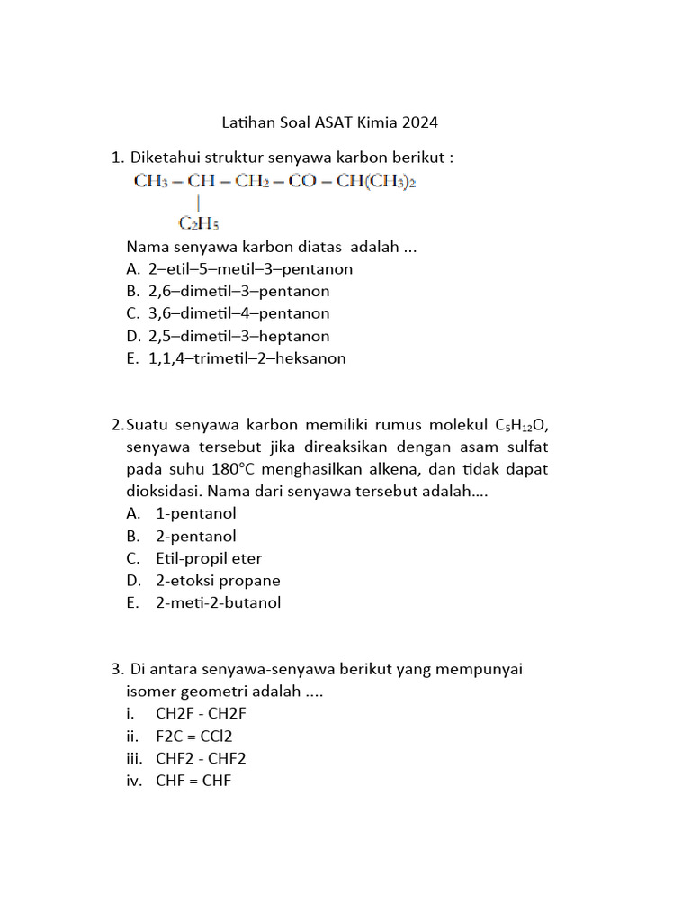 Soal Latihan Asat 2024 | PDF