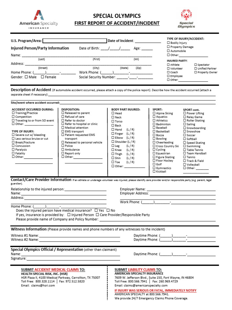 2020 Incident Report Form HSR Info | PDF | Emergency Medical Services ...