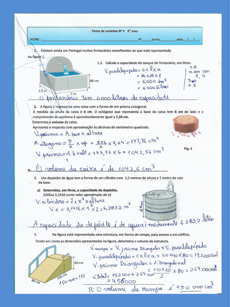 3 Ficha Revisões Mat6 Soluções | PDF