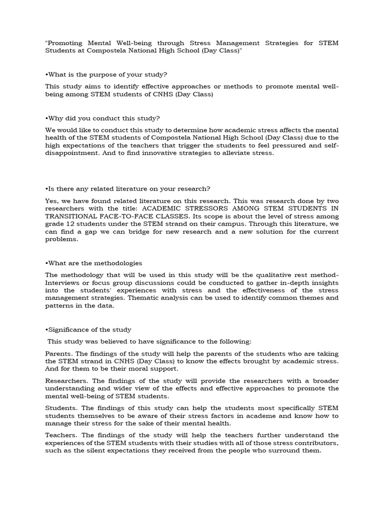 Promoting Mental Well Being Through Stress Management Strategies For ...