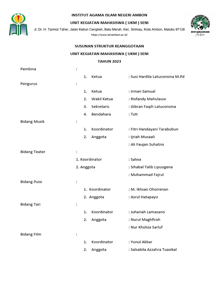 Susunan Struktur Keanggotaan | PDF Susunan Struktur Keanggotaan | PDF