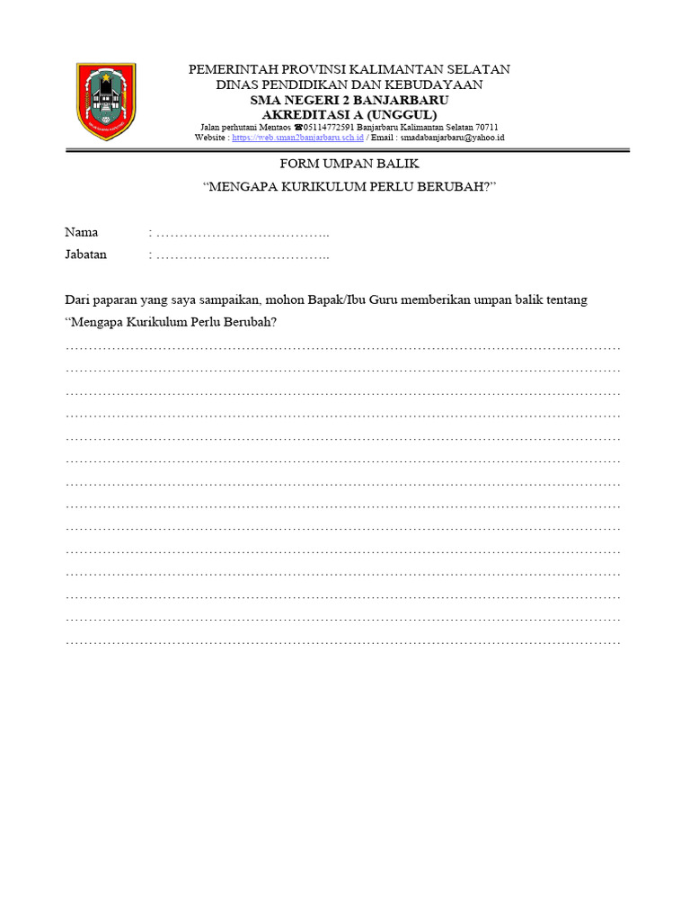 Form Umpan Balik Print | PDF