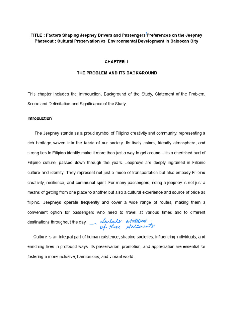 Factors Shaping Jeepney Drivers and Passengers Preferences On The ...
