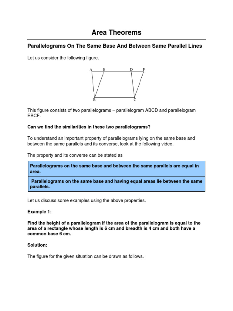 Concept Area Theorems | Download Free PDF | Area | Triangle